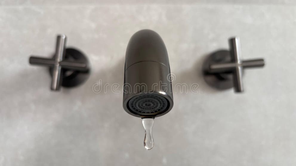 Dripping faucet front view stock photo. Image of close - 350950194