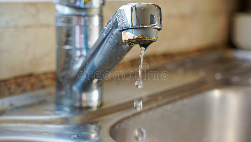 Dripping Faucet in a Modern Kitchen Sink Stock Image - Image of faucet ...