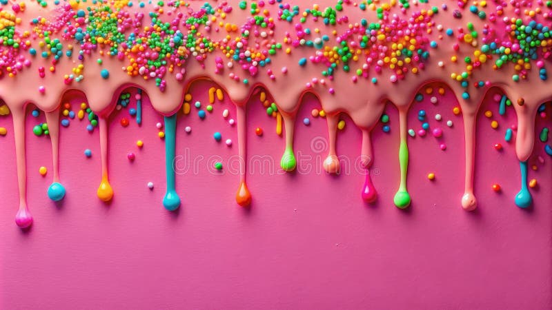 Dripping Glaze Colorful Sprinkles Pink Background Generative Ai Stock ...