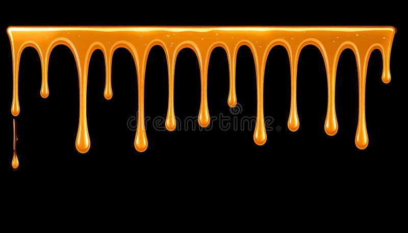Dripping Golden Honey on Black Background Stock Illustration ...