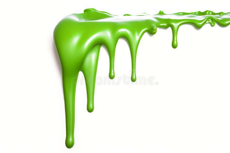 Dripping Green Slime Against a White Background. Generative Ai Stock ...