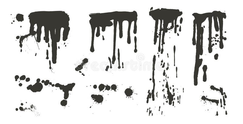 Dripping Ink Textured Liquid. Vector Spray Splashes and Splatter Stock ...