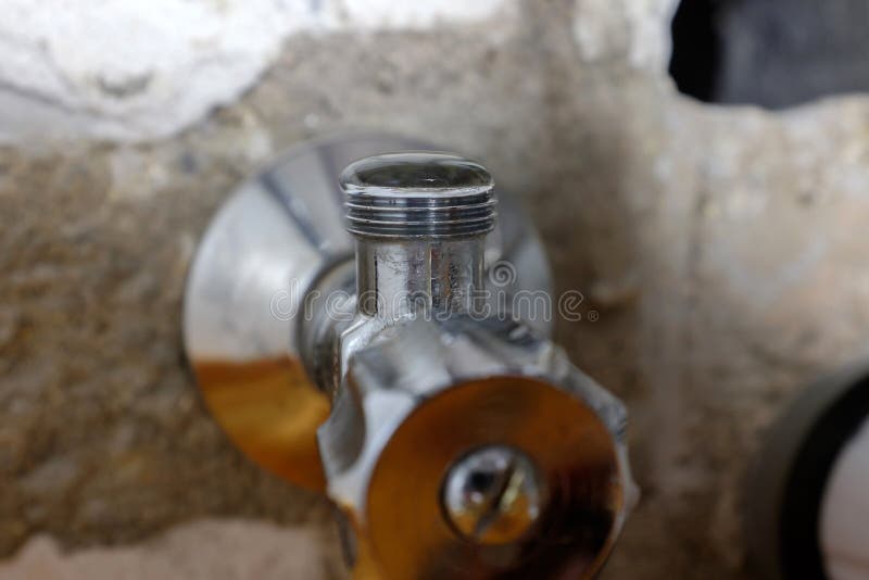 Dripping, Leaking Corner Valve for Connecting a Washbasin Stock Image ...