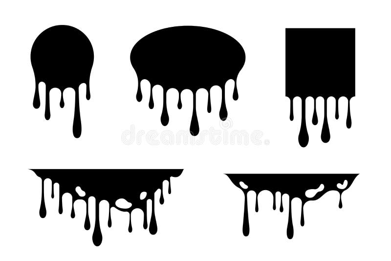 Dripping Liquid Design Elements. Isolated Frames and Borders with Ink ...