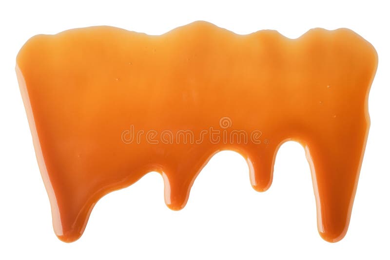 Dripping Melted Caramel Sauce Abstract Drops on White Background Stock ...