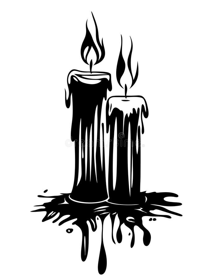 Dripping Melting Candles Vector Art for Tattoos and Decorative Designs ...
