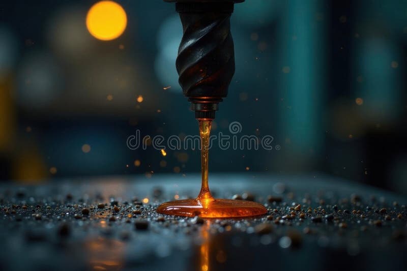Dripping Oil on a Drill, Dark, Blurred Lights , Blur, Texture Stock ...