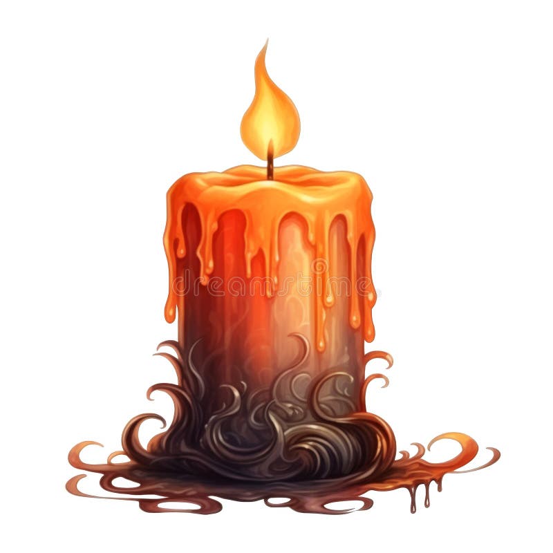A Dripping Orange Candle with Swirling Base Stock Image - Illustration ...