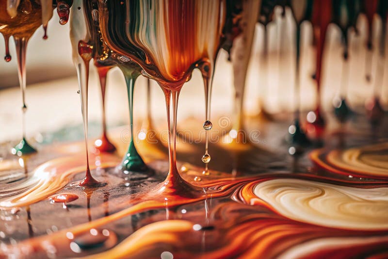 Dripping Paint, Abstract Art, Studio, Colorful Flow Stock Illustration ...