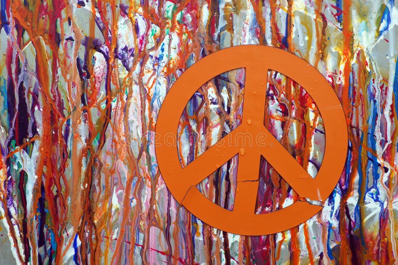 Dripping Paint Abstract With A Peace Sign Stock Image - Image of ...