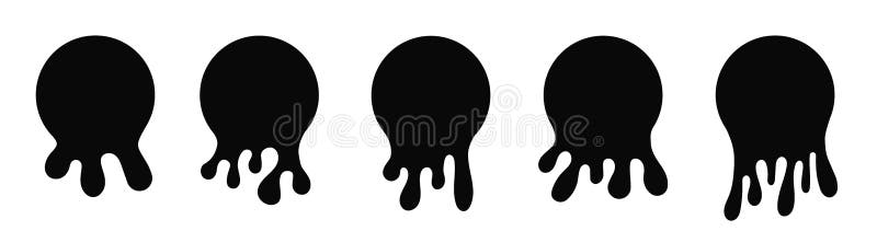 Dripping Paint Icon Set. Current Liquid. Paint Flows. Melted Circle ...
