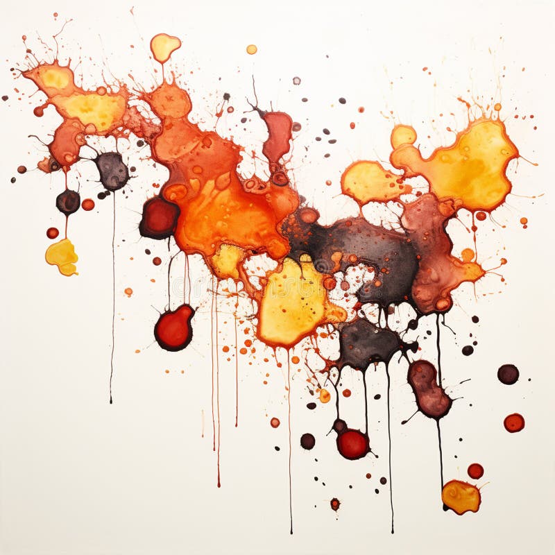 Dripping Paint and Splattered Paint of Colorful Ink on White Stock ...