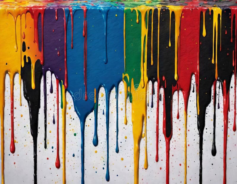 Dripping Paint in Vibrant Colors Creating a Rainbow Effect Stock Image ...