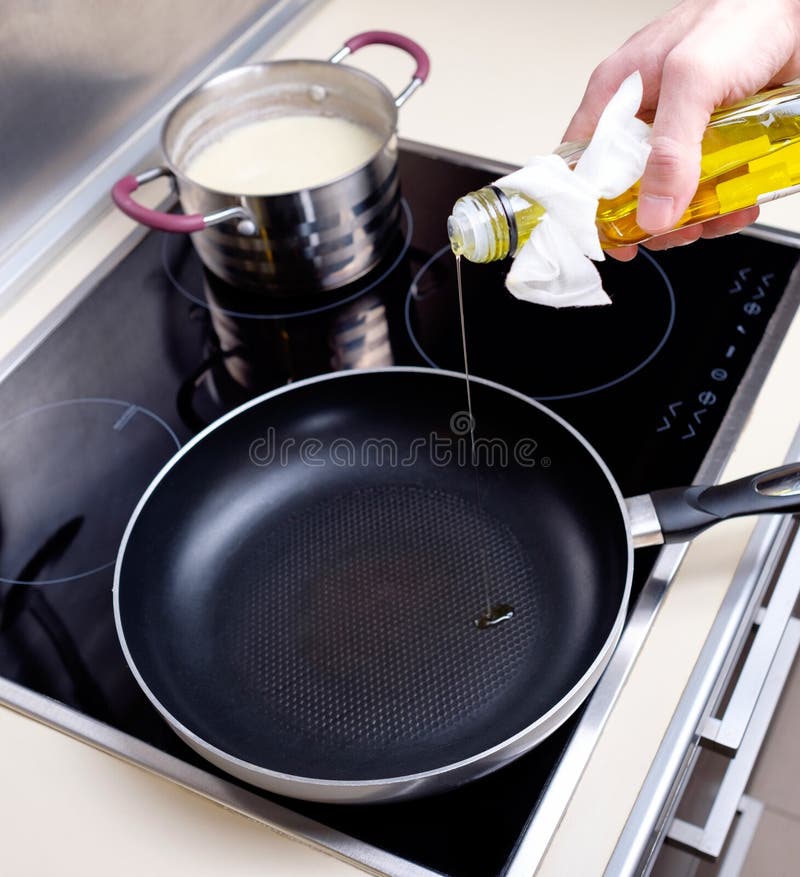 Dripping pan and olive oil stock image. Image of pouring - 66620963