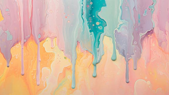 Dripping Pastel Colored Paint on Canvas Stock Image - Image of artwork ...