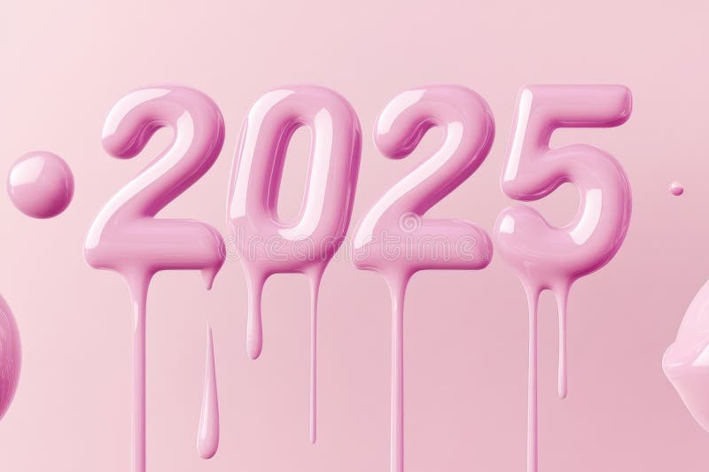 Dripping Pink 2025 Banner Design with Creative Typography Stock Photo ...