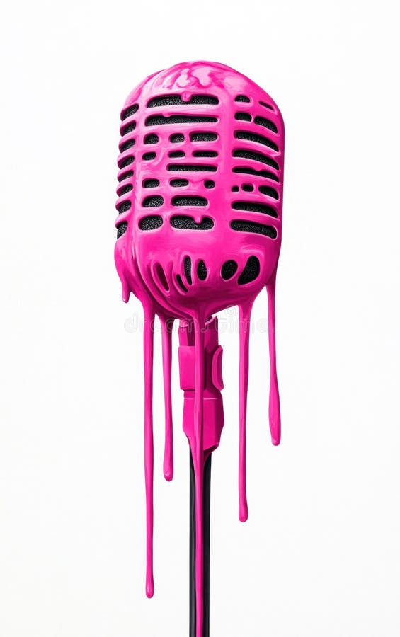 Dripping Pink Microphone with a Unique Design Stock Illustration ...