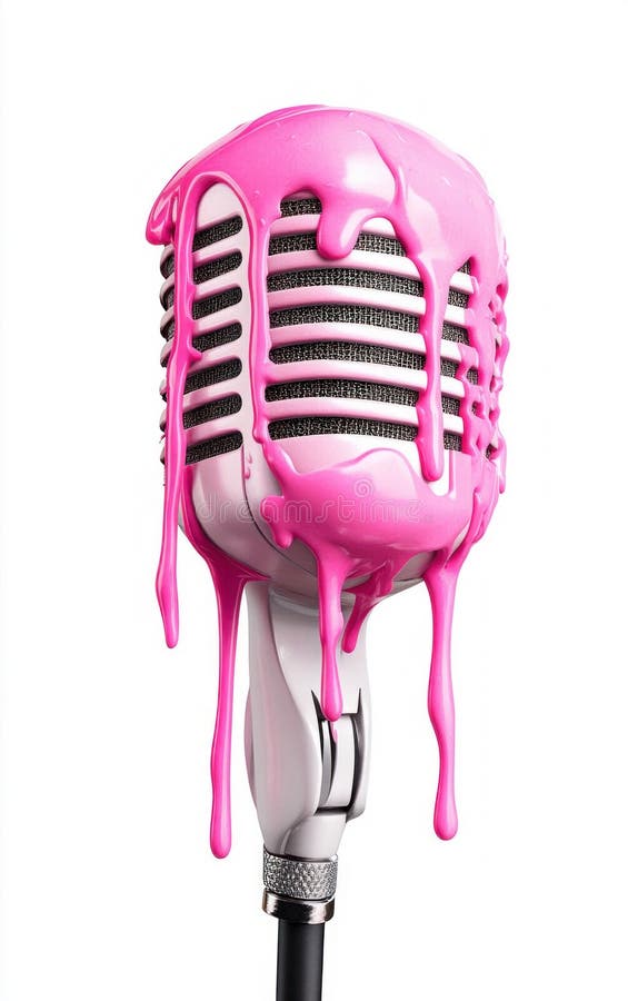Dripping Pink Microphone with a Unique Design Stock Illustration ...