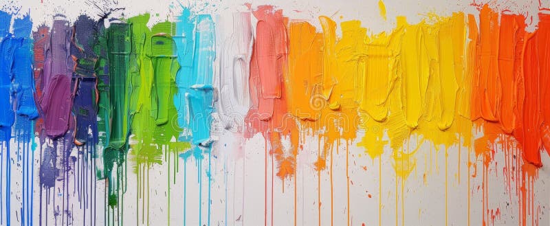 Dripping Rainbow Paint on White Background Stock Image - Image of ...