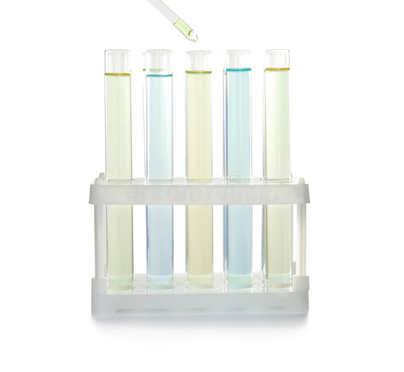 Dripping Reagent into Test Tube with Laboratory Sample Stock Photo ...