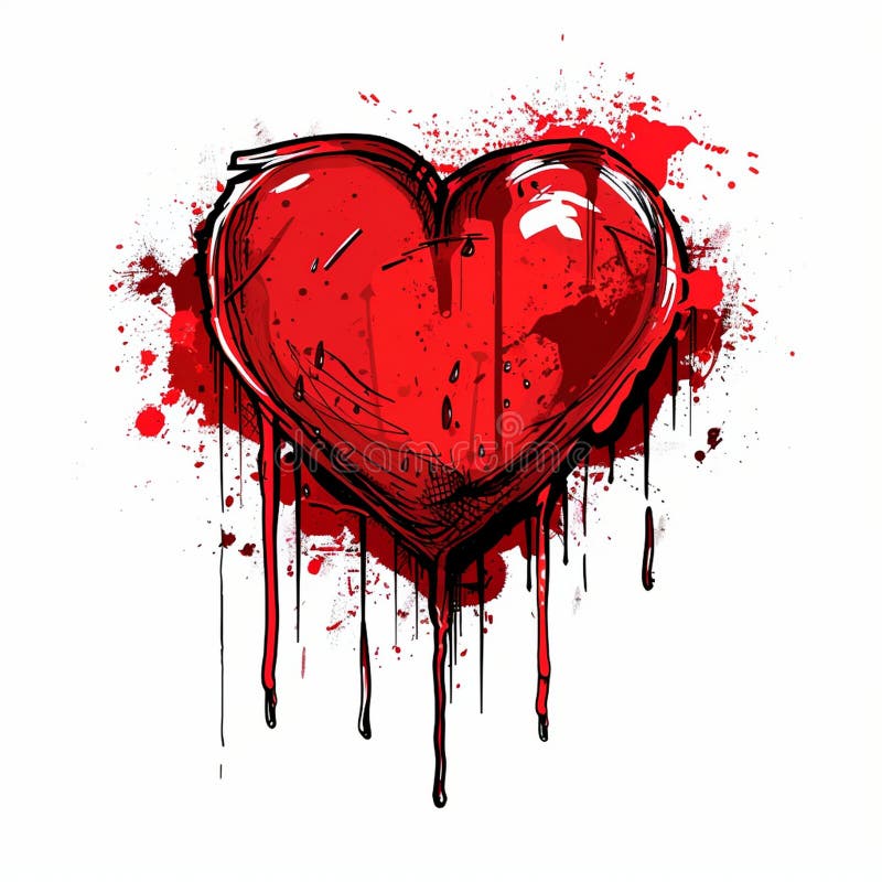 A Dripping Red Heart with a Grunge Aesthetic Stock Illustration ...