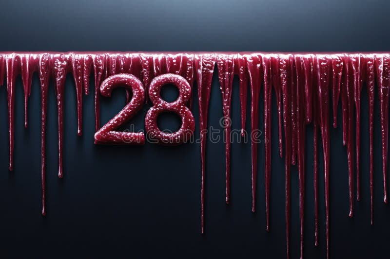 Dripping Red Wax Number 28 on Dark Background Stock Illustration ...