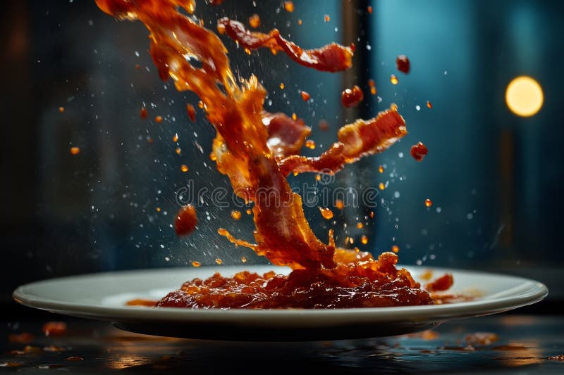 A Dripping, Splashing Maple Syrup is Drizzled and Dripped Over Two ...