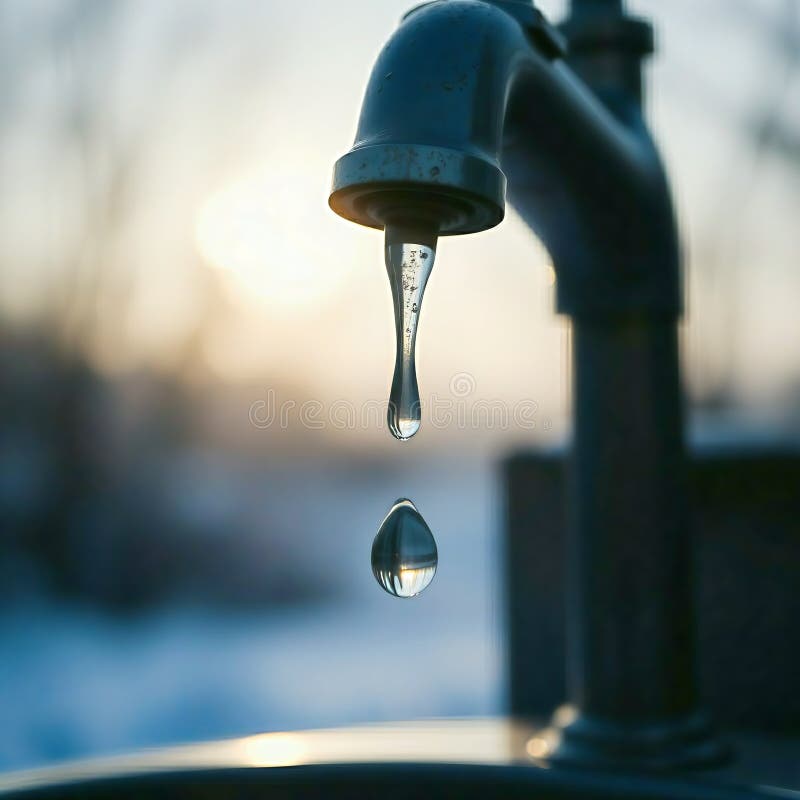 Dripping Tap Water in the Stillness of the Morning, Quiet and Cool ...