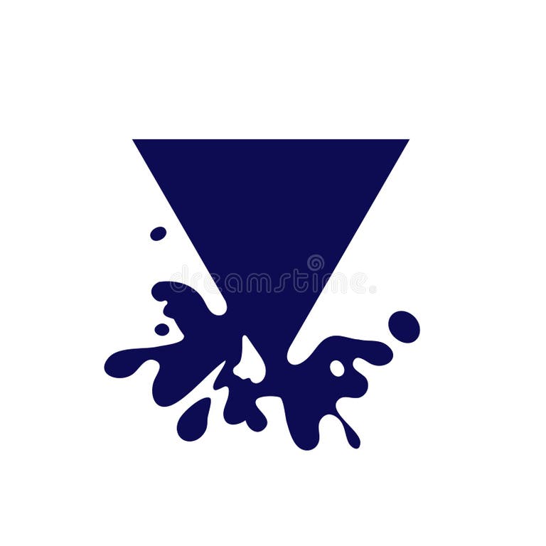 Dripping Triangle Dark Blue Icon. Liquid Paint Flows. Melted Logo ...