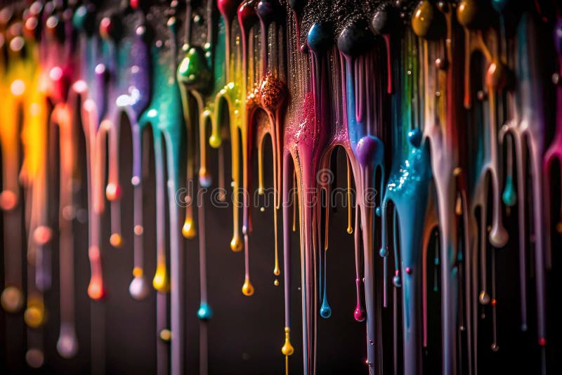 Dripping Vibrant Paint on Dark Backdrop Stock Illustration ...