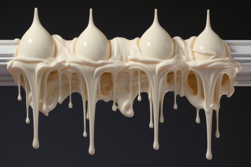 Dripping White Cream on Dark Background Stock Illustration ...