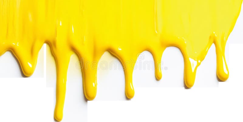 Dripping Yellow Paint on a Transparent Background, Vibrant Color and ...