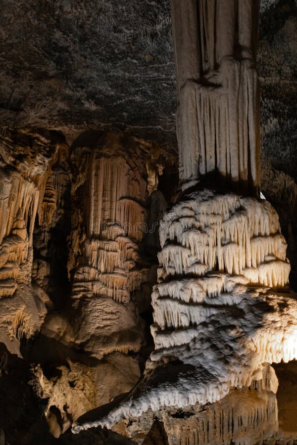 Dripstone Column in the Famous Karst Cave Stock Photo - Image of caving ...