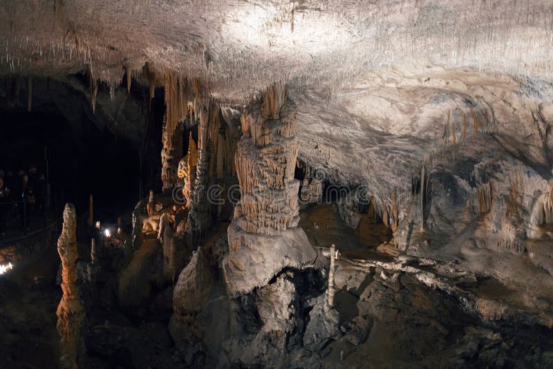Dripstone Column in the Tourist Attraction Cave Stock Image - Image of ...