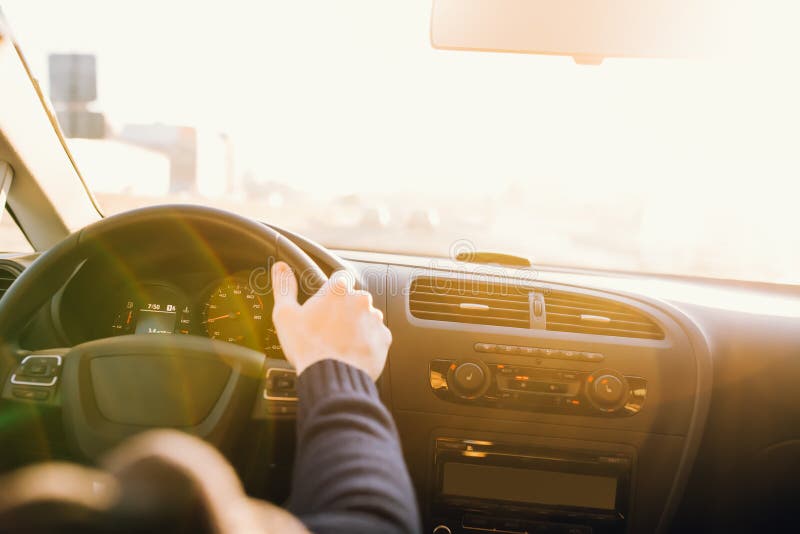 Drive a Car. Inside Interior View Stock Photo - Image of speed, traffic ...