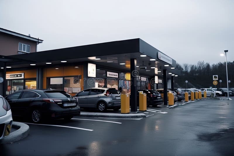 Drive-through, with Car in the Queue, Waiting To Order Stock Image ...