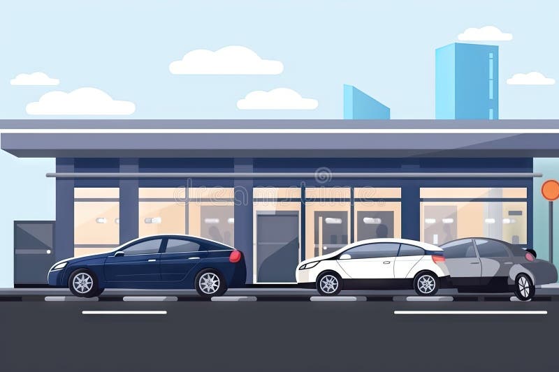 Drive-through, with Car in the Queue, Waiting To Order Stock ...