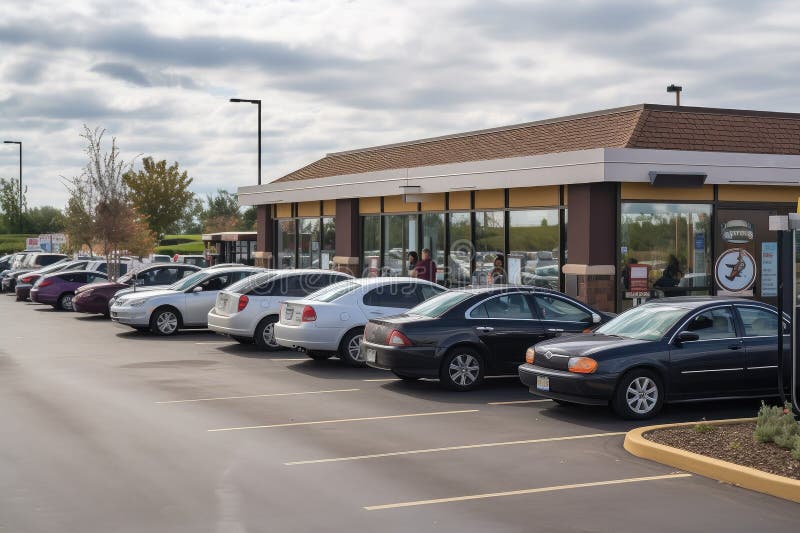 Drive-through, with Car in the Queue, Waiting To Order Stock Image ...