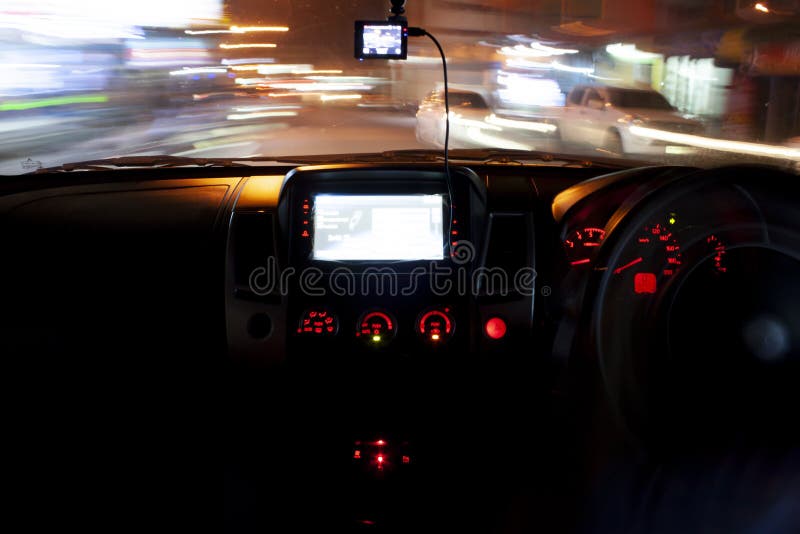 The Drive of the Car Quickly at Night. Stock Image - Image of hands ...