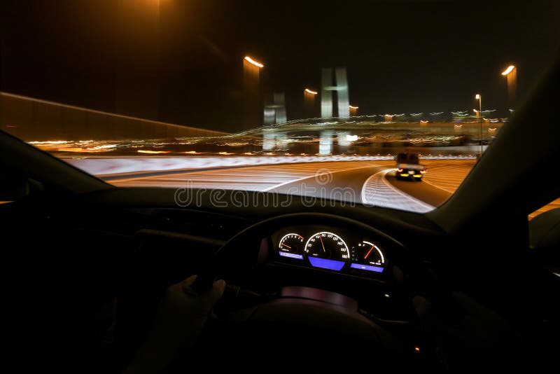 Driving at night stock image. Image of driving, speedometer - 1653451