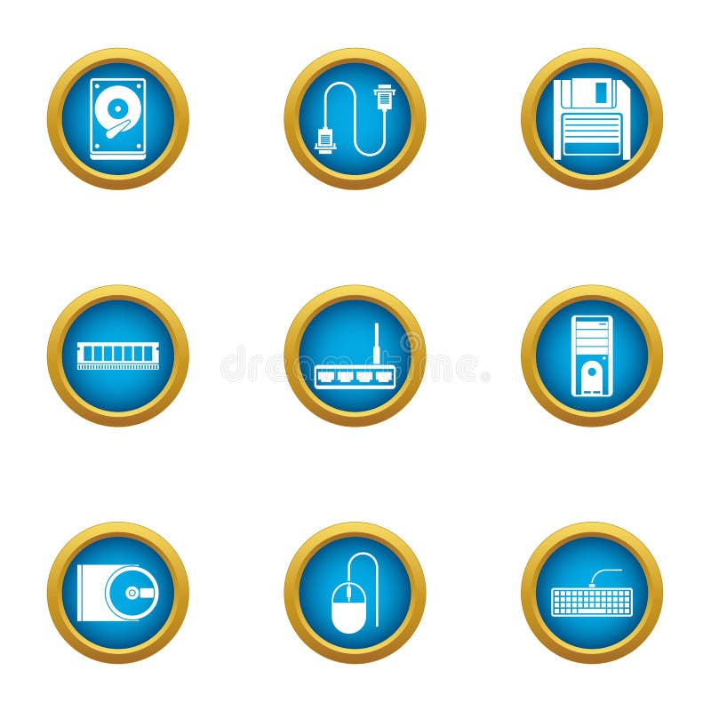 Drive Icons Set, Flat Style Stock Vector - Illustration of internet ...