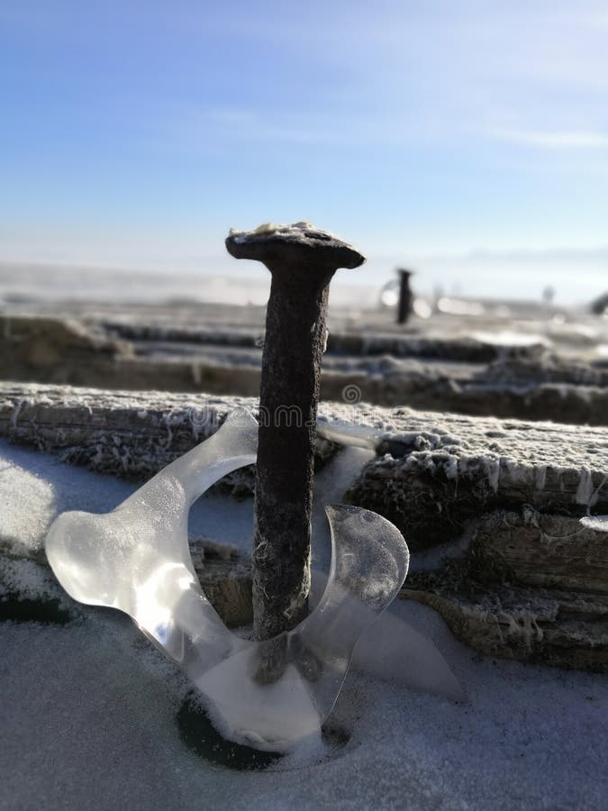 Drive a Nail into the Stump in the Ice Stock Image - Image of cumulus ...