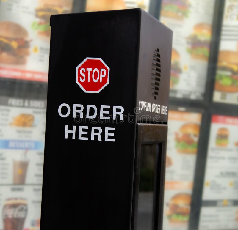 Drive through Order Box at a Fast Food Restaurant with Menu in the ...