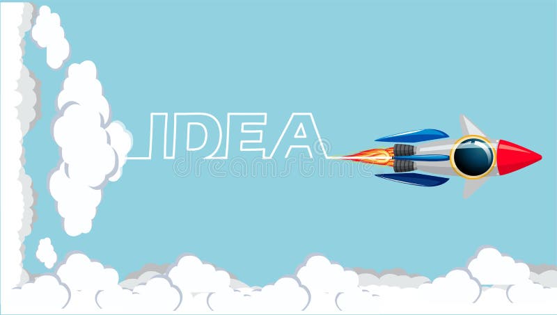 Drive Rocket for Success with Text Idea - Creativity Thinking Modern ...
