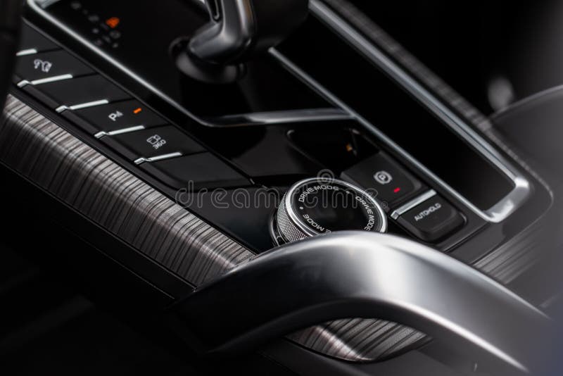 Drive Selector Button. Automatic Gear Lever and Gear Shift. Editorial ...