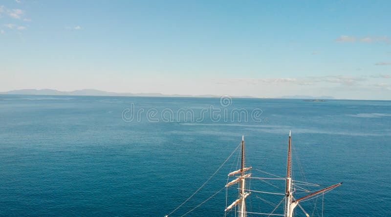 Drive Shaft of Old Sailing Ship, Aerial View with Ocean Stock Image ...