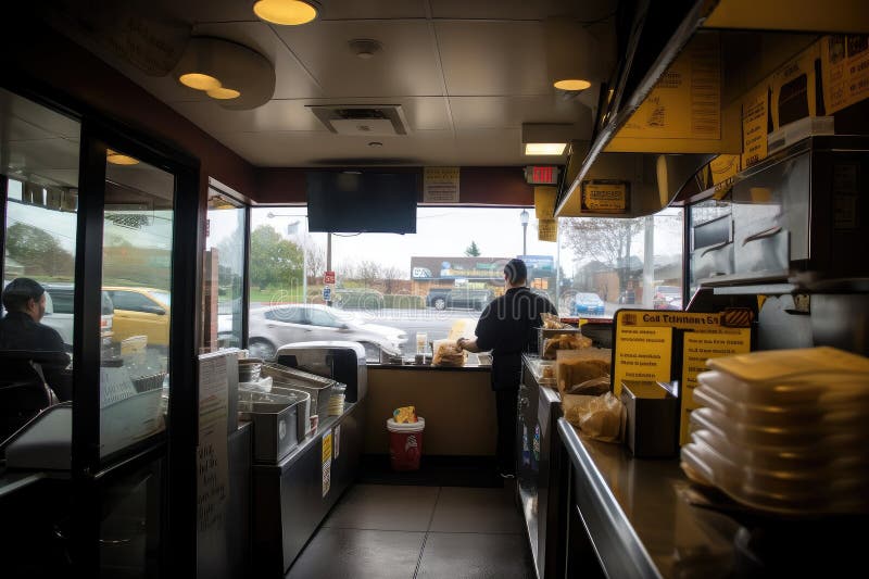 Drive-thru, with View of Kitchen and the Hustle and Bustle of the Staff ...