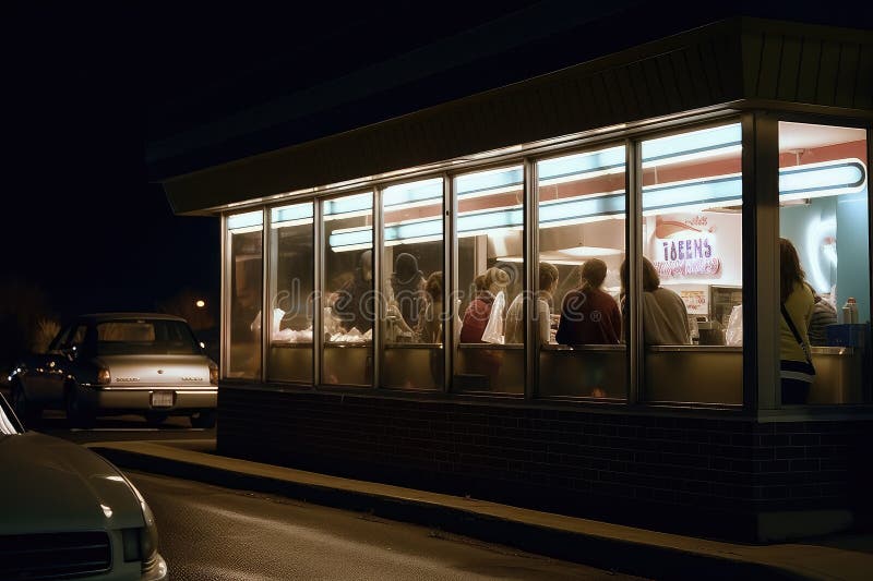 Drive-thru Window with Line of Customers Waiting To Place Their Orders ...