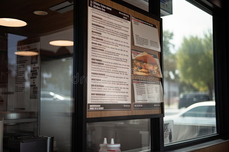 Drive-thru Window with a Menu Board and Descriptive Text Stock ...
