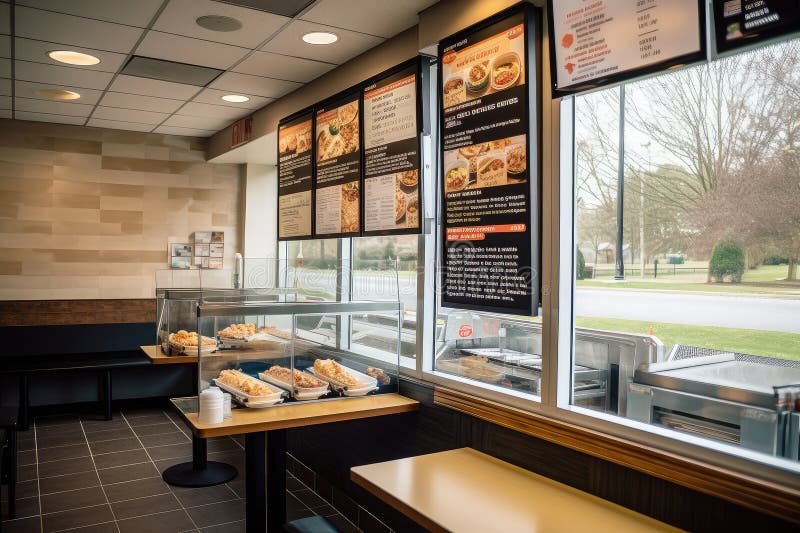 Drive-thru Window with Menu Board Offering a Variety of Easy and Quick ...